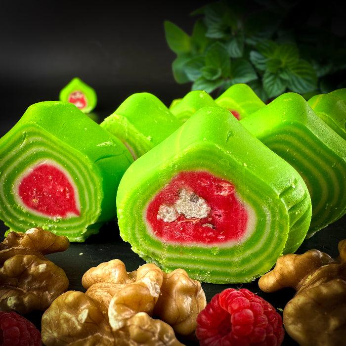 Samarkand halva rolls with raspberry-mint flavor and walnuts – Lokumdokya